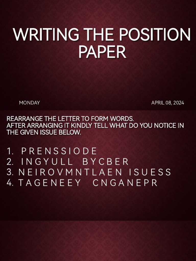 Writing The Position Paper (EAPP) | PDF | Essays | Argument