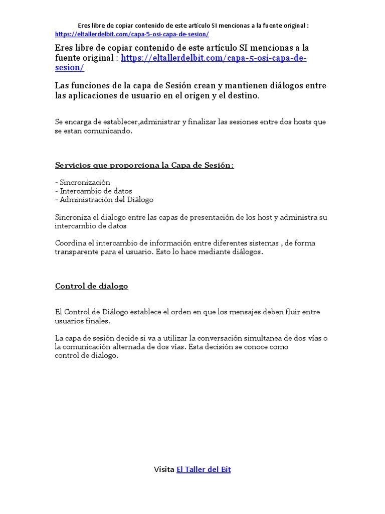 Capa 5 OSI - Capa de Sesión | PDF