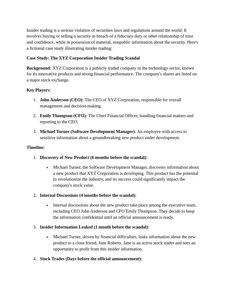 Insider Trading Case Study | PDF | Insider Trading | Stocks