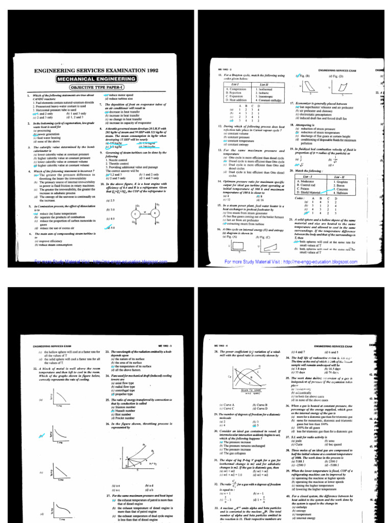 IES 1992 - I Question Paper SOLVING | PDF | Gases | Temperature