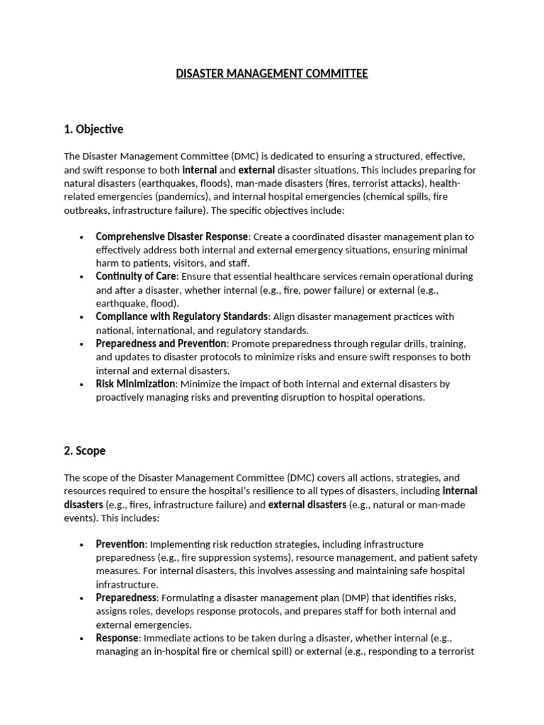 Disaster Management Committee Draft | PDF | Emergency Management ...