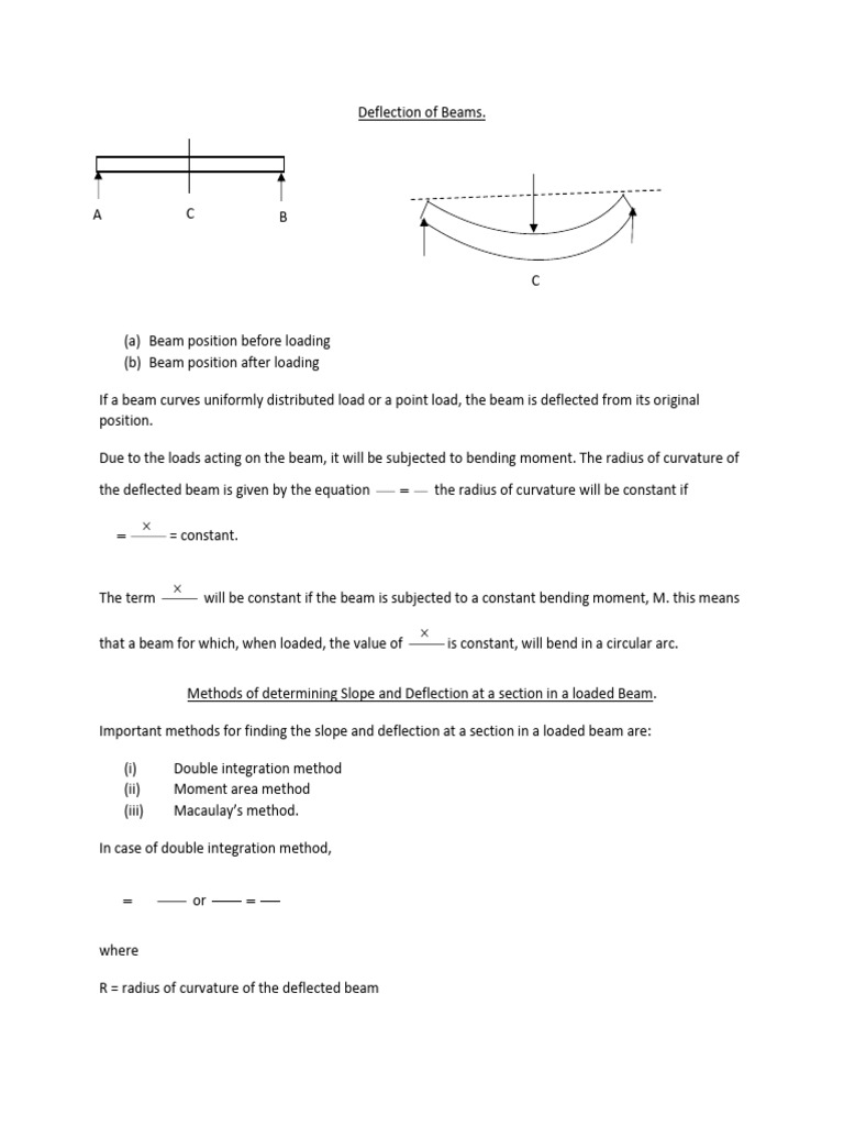Deflection of Beam W & Udl Student Notes | PDF | Beam (Structure) | Bending