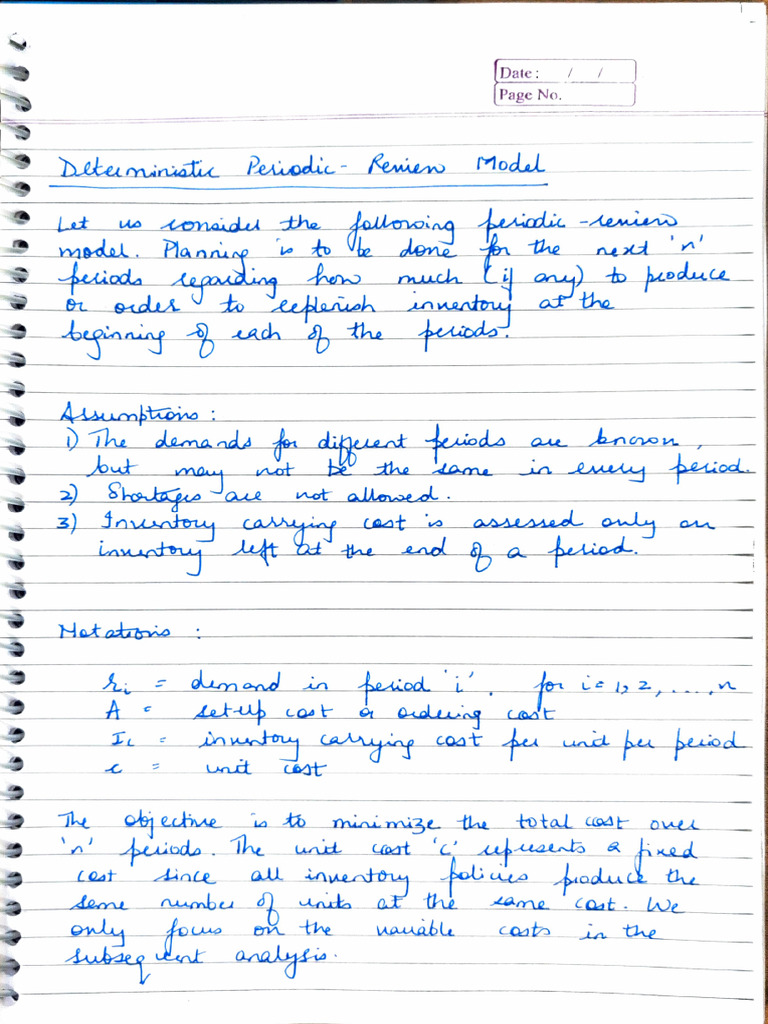 Deterministic Periodic Review Model Pdf