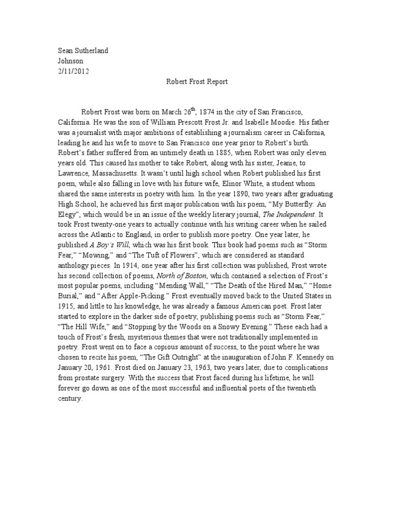Robert Frost: Life and Poetry Overview | PDF | Poetry | English ...