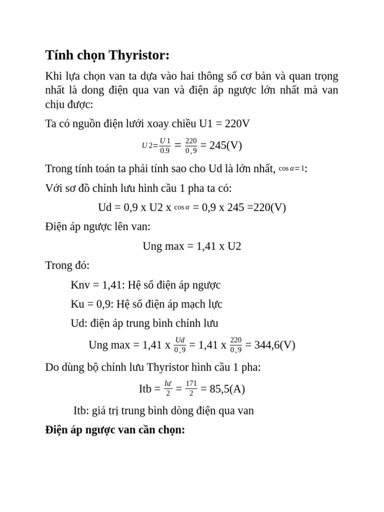 Tính chọn Thyristor | PDF