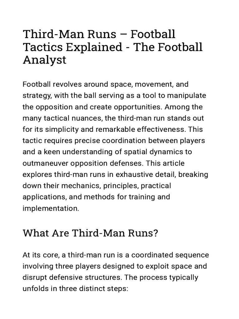 Third-Man Runs - Football Tactics Explained - The Football Analy | PDF ...