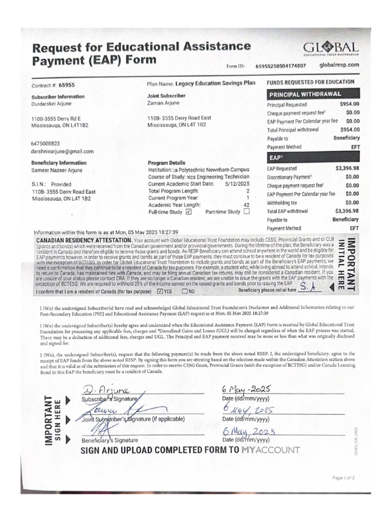 Request For Educational Assistance | PDF