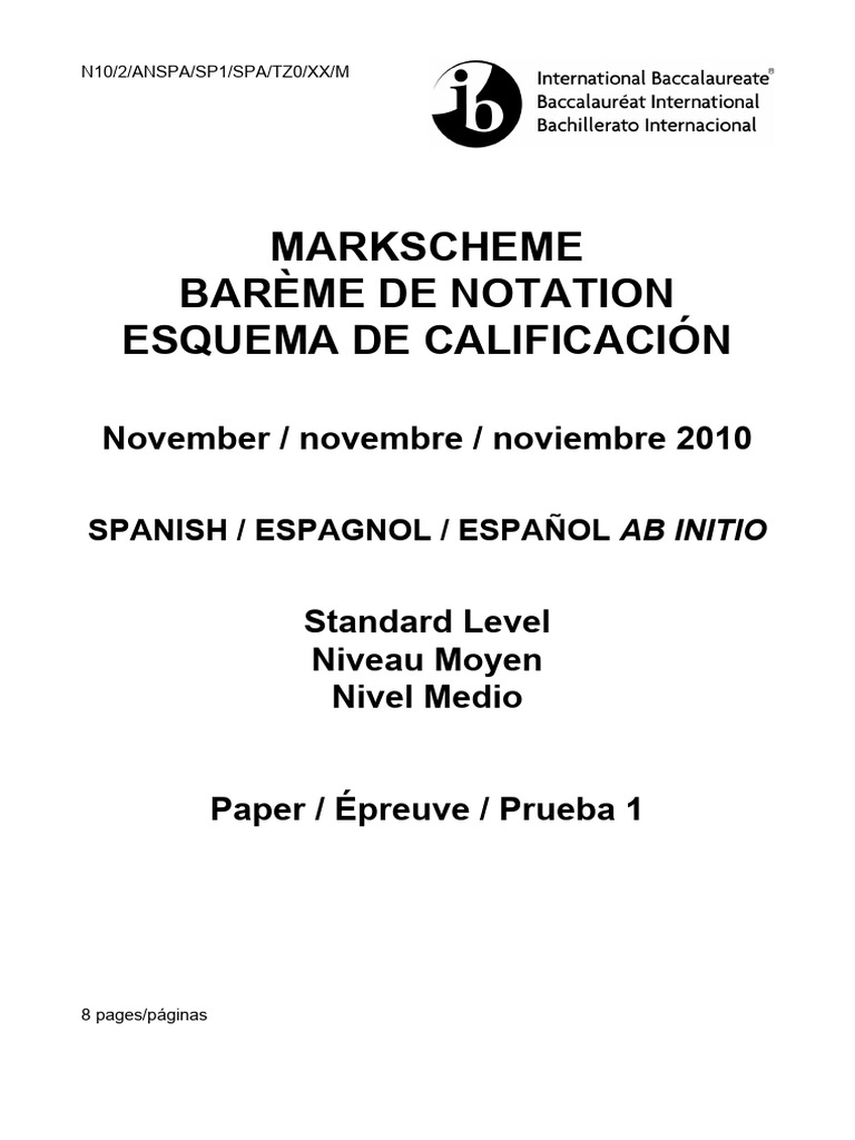 Spanish Ab Initio SL Paper 1 Ms | PDF | Información