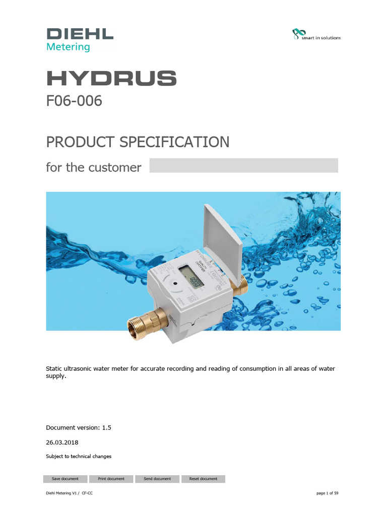 Diehl Hydrus Water Meter Specifications | PDF | Capacitor | Ultrasound