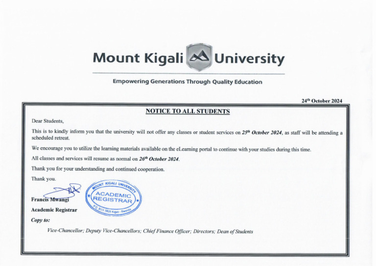 Notice To All Students | PDF