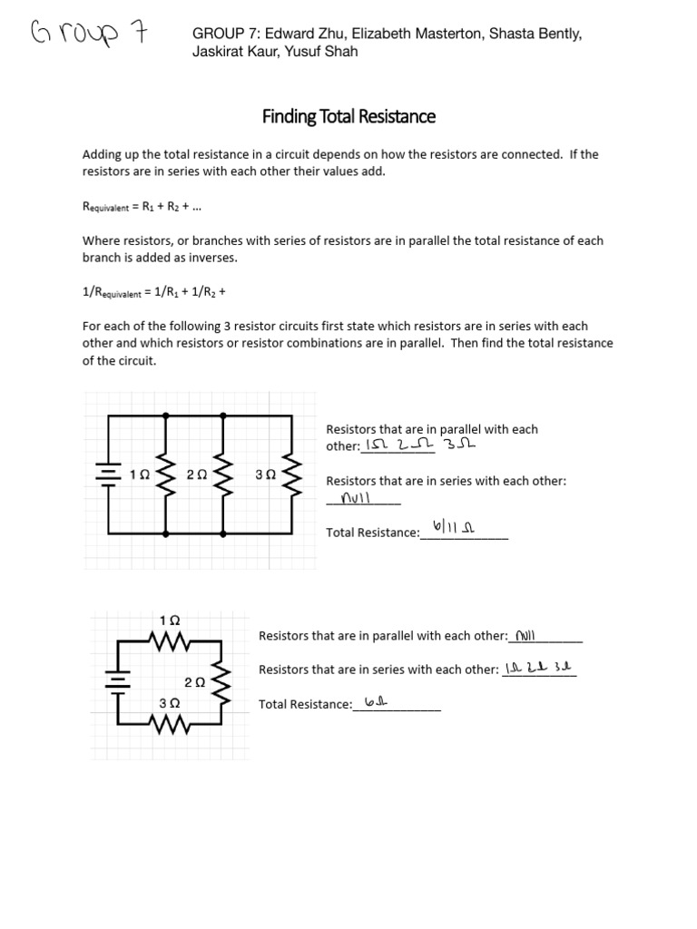 Improved Adding Resistors Worksheet | PDF | Series And Parallel Circuits | Resistor