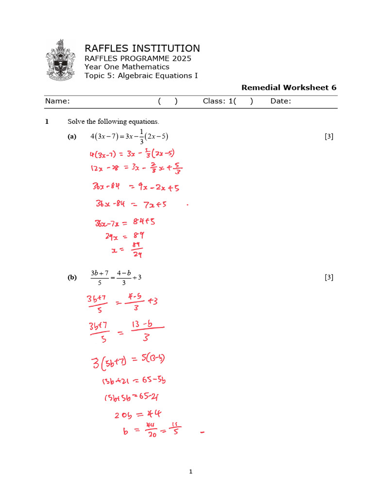 Remedial Worksheet 6 | PDF | Equations | Mathematics