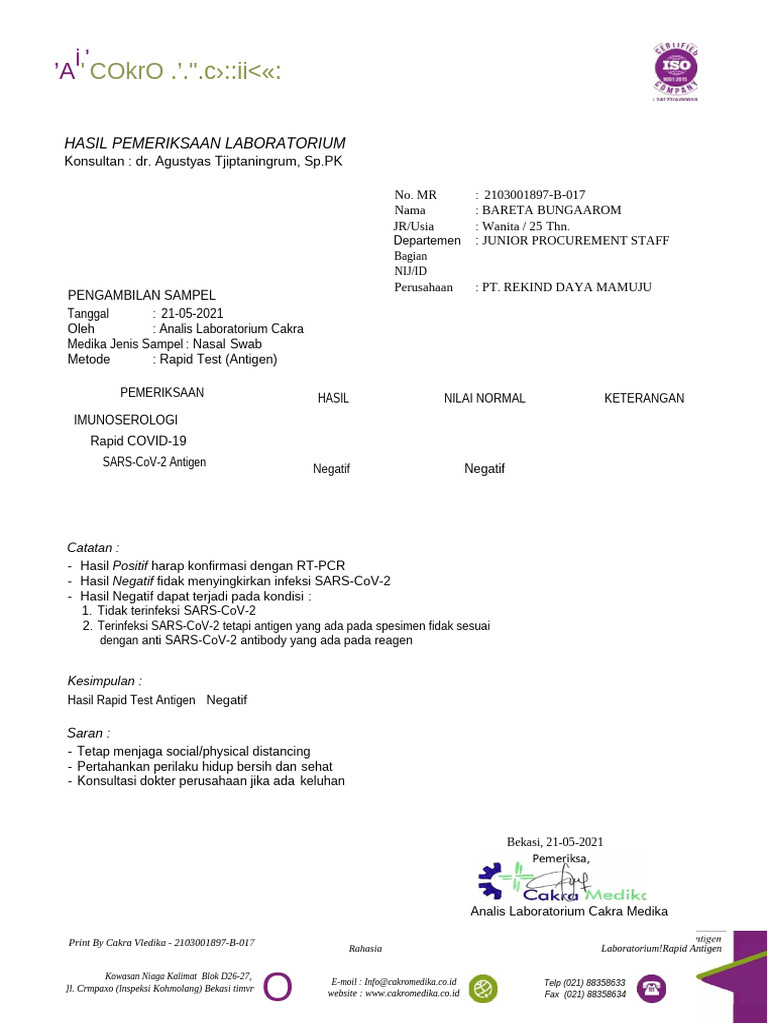 BARETA BUNGA AROM 21 Mei 2021 | PDF