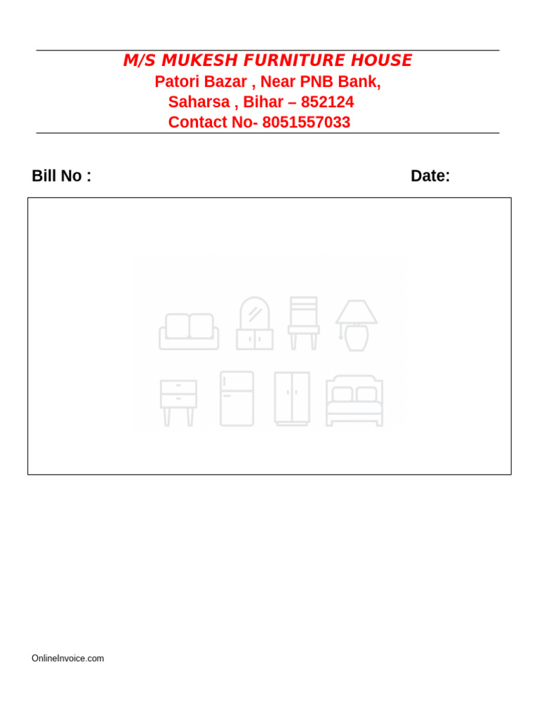 Furniture Invoice Template | PDF