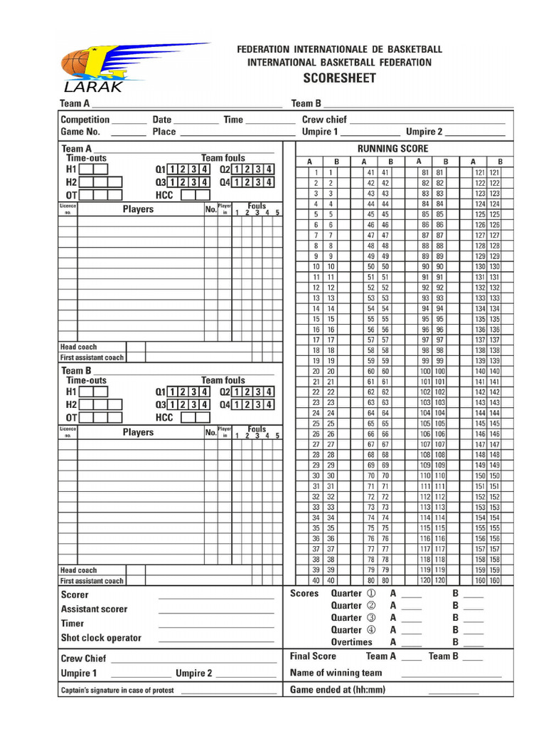 Scoresheet Laraks | PDF