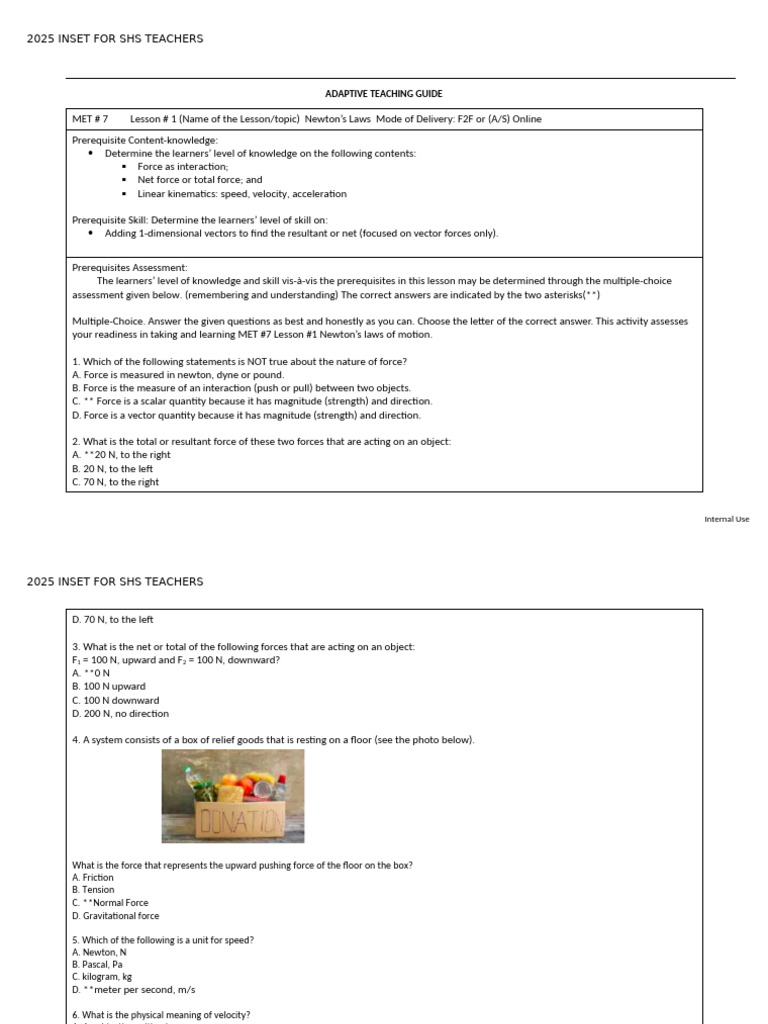 Kopya Ng ATG Template 2025 INSET (1) | PDF | Force | Acceleration