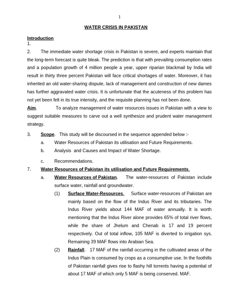Pakistan's Water Crisis: Causes & Solutions | PDF | Groundwater | Water ...