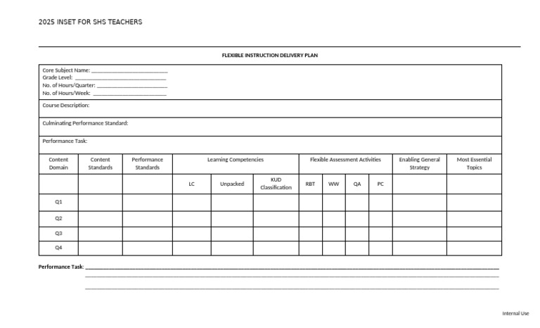 2025 INSET Plan for SHS Teachers | PDF