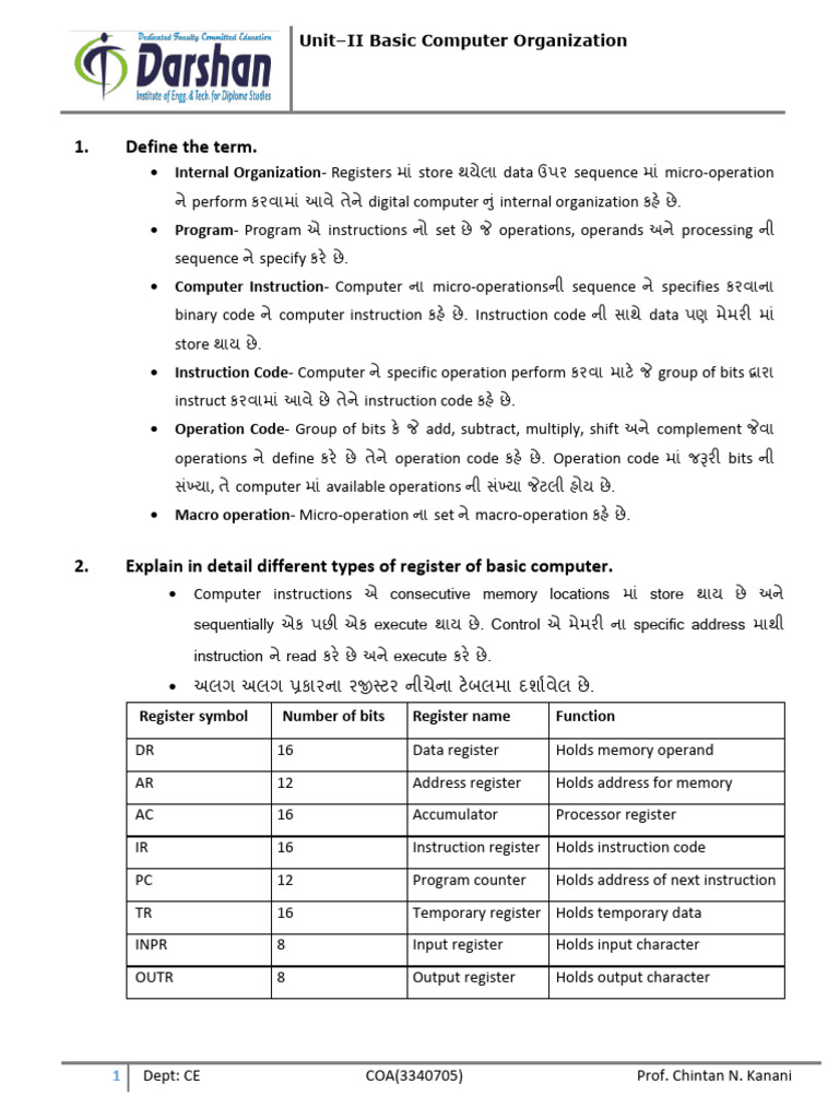 COA Unit-2 Gujrati | PDF
