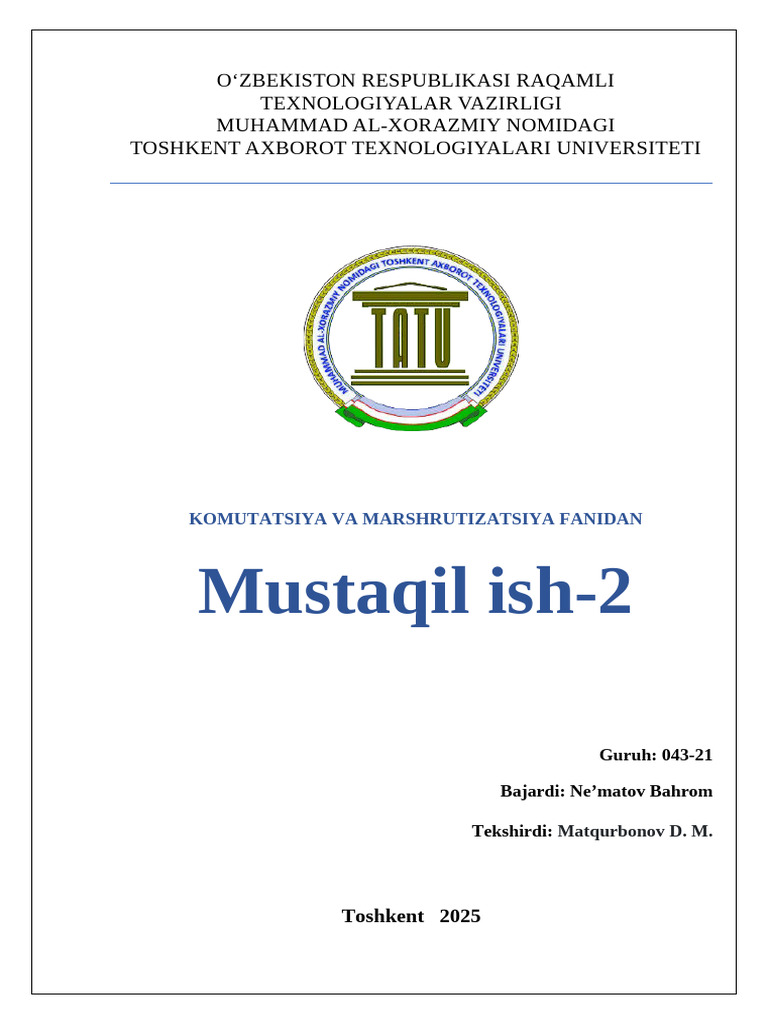 K va M_2-mustaqil ish_11-v | PDF