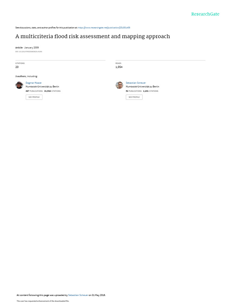 A Multicriteria Flood Risk Assessment And Mapping Approach Pdf Risk Risk Assessment