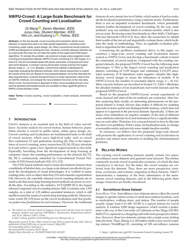 12. NWPU-Crowd a Large-Scale Benchmark for Crowd Counting and Localization | PDF | Unmanned ...