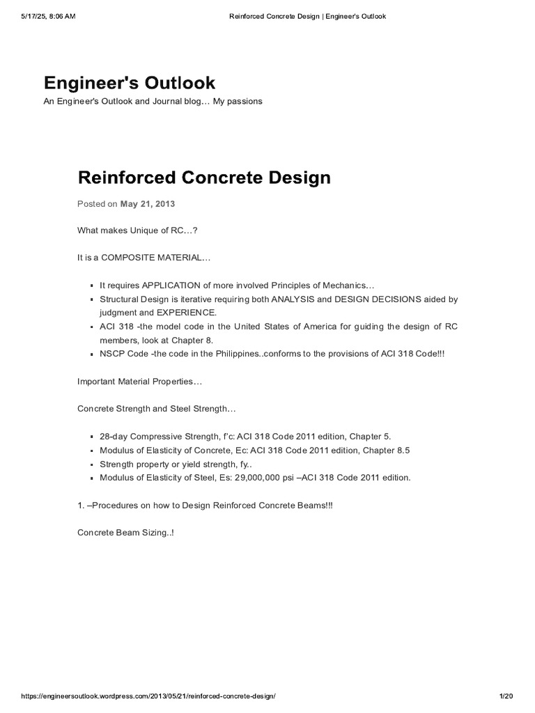 Reinforced Concrete Design _ Engineer_s Outlook | PDF