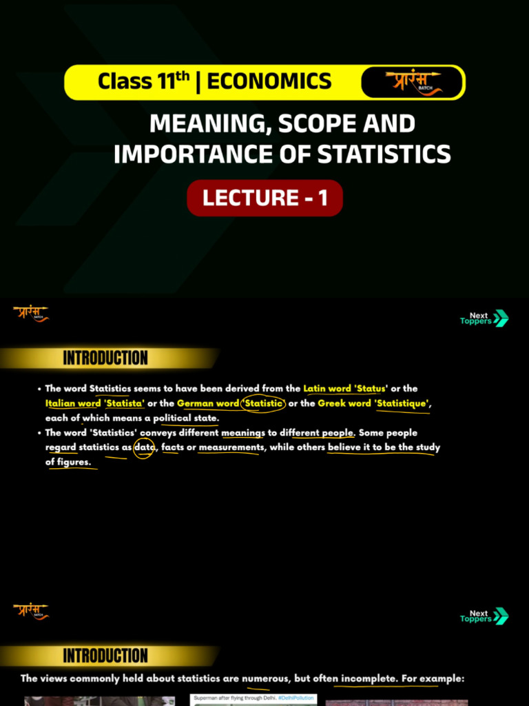 Introduction To Statistics - L 1 | PDF