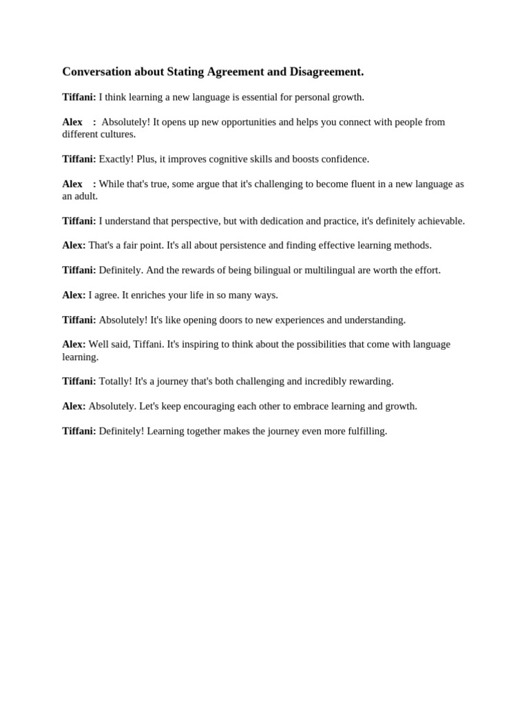 Conversation About Stating Agreement and Disagreement | PDF
