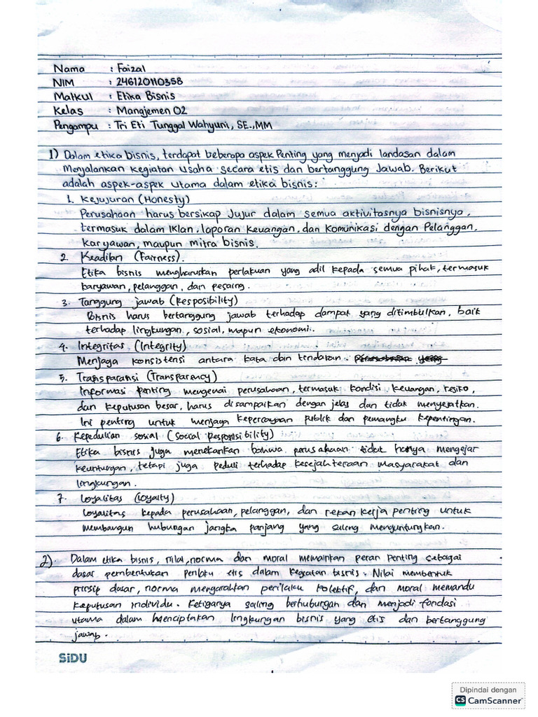 Faizal Etika Bisnis UTS | PDF