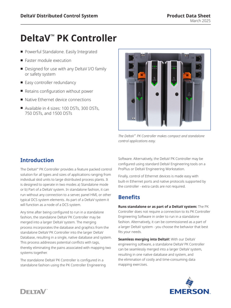 Product Data Sheet Deltav PK Controller Deltav en 3583460 | PDF | Computer Network | Ethernet
