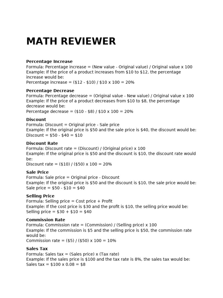 Math Reviewer | PDF