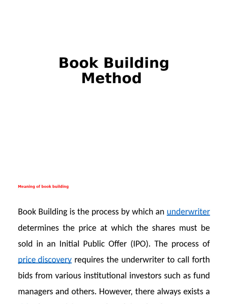 Book Building Method | PDF | Initial Public Offering | Valuation (Finance)