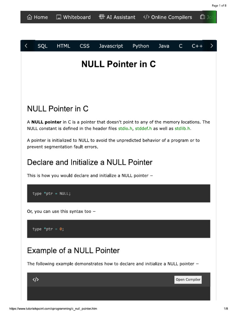 NULL Pointer | PDF