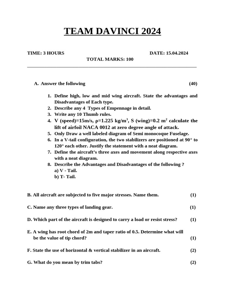 Question Paper Aeromodelling | PDF | Empennage | Aerospace