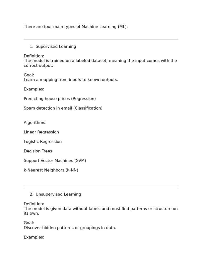 Types of ML | PDF