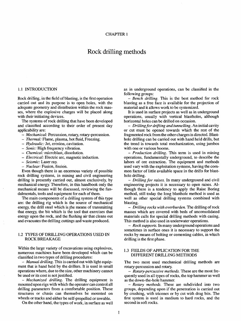 Rock Drilling Methods Overview | PDF | Rock (Geology) | Elasticity ...