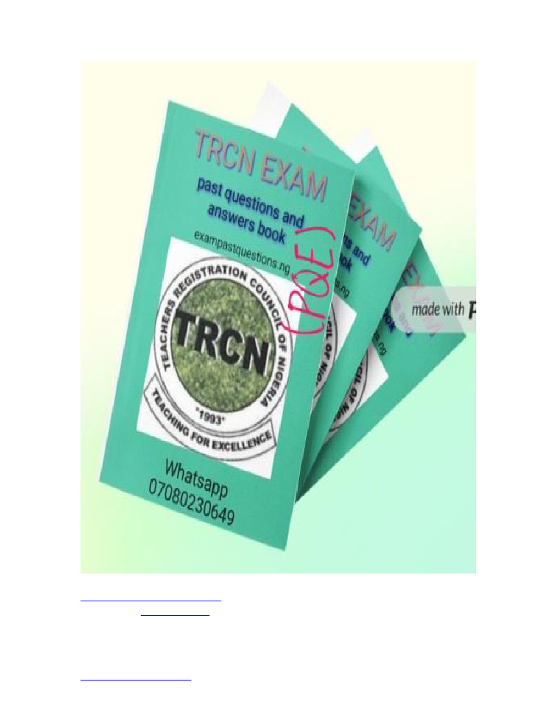 TRCN-PQE-EXAMS-PAST-QUESTIONS-AND-ANSWERS | PDF | Teachers | Knowledge