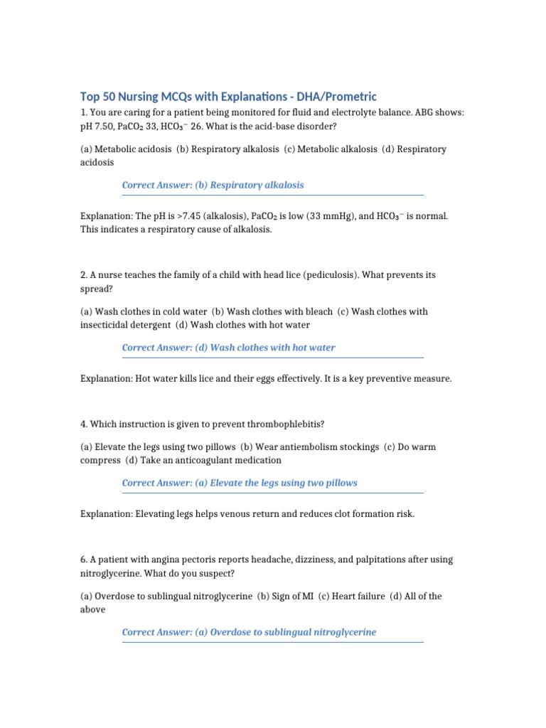 Top_50_Nursing_MCQ_Questions_With_Explanations | PDF