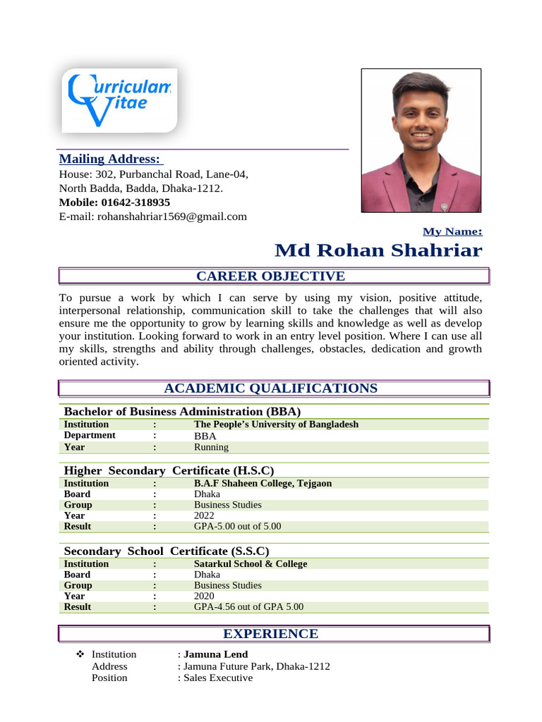 MD Rohan Shahriar: Mailing Address | PDF