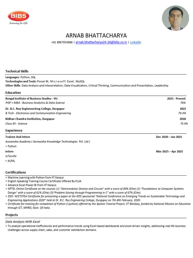 Arnab Bhattacharya - Resume | PDF | Data | Information Technology