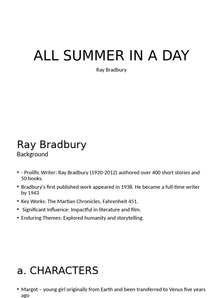 All Summer in A Day - Abello.alvarez - Abayon 1 | PDF