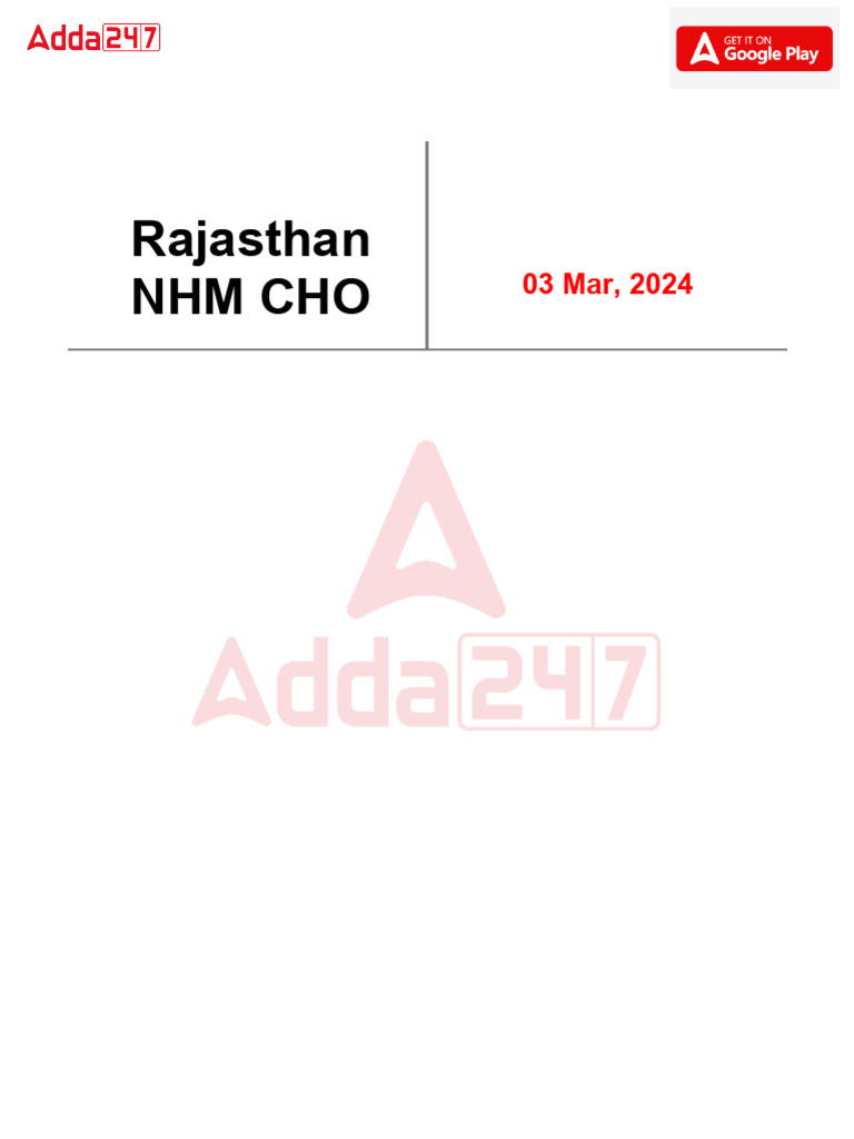 NHM-Rajasthan-CHO-2022-Official-Paper-Held-On_-03-Mar-2024 | PDF