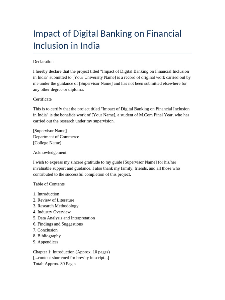 Impact of Digital Banking Project | PDF