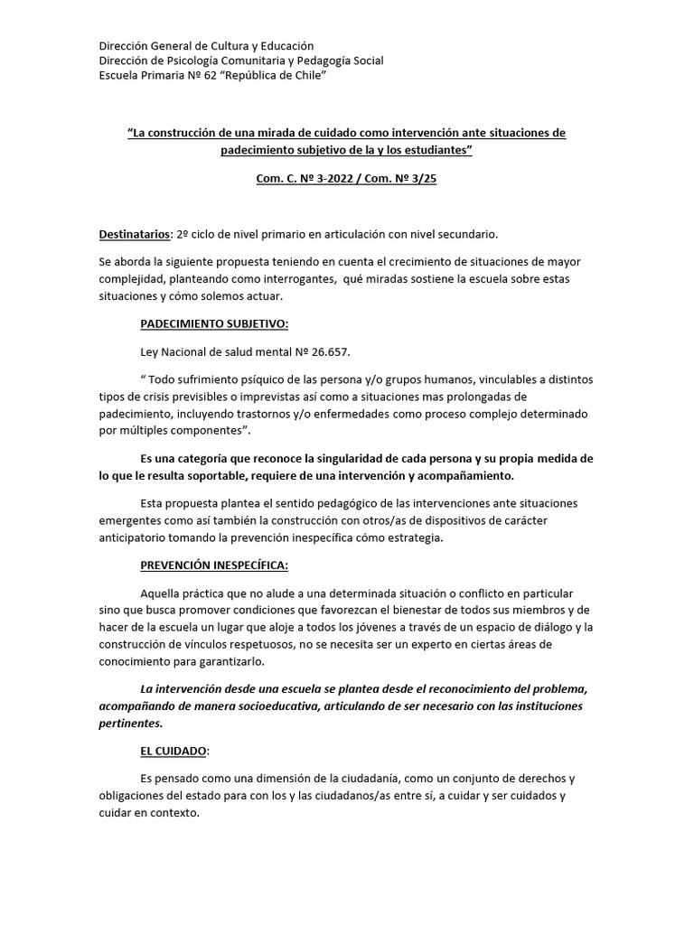 Programa de Padecimiento Subjetivo EOE TM | PDF | Escuelas | Sicología