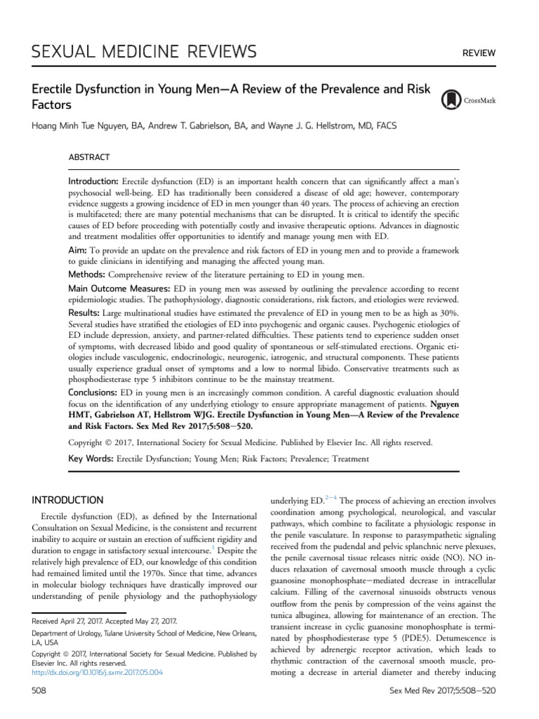 ED in Young Men: Prevalence and Risks | PDF | Erectile Dysfunction ...