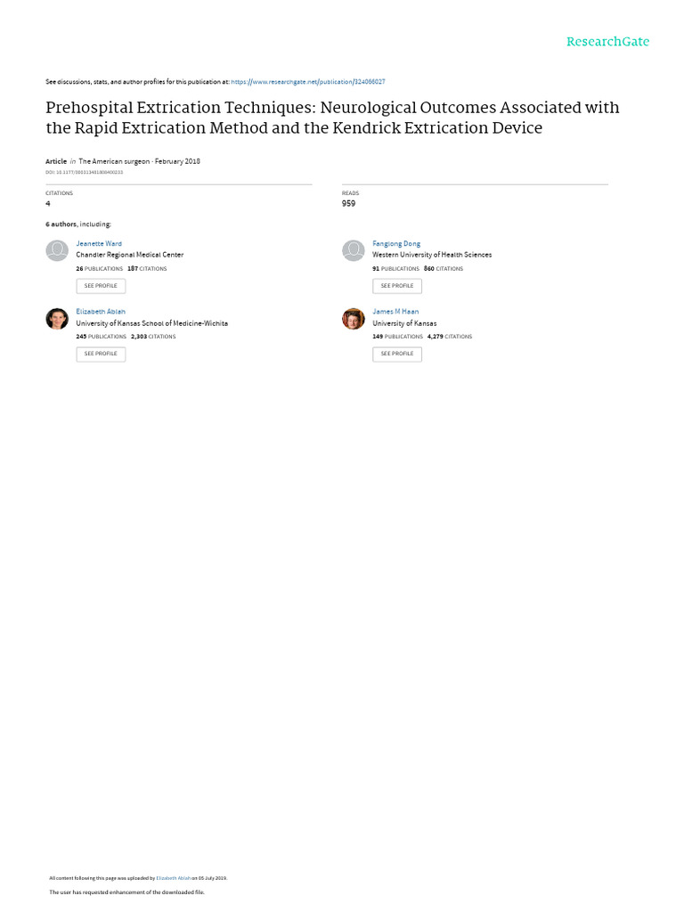 Misasietal 2018 Prehospital Extrication Techniques | PDF | Major Trauma ...