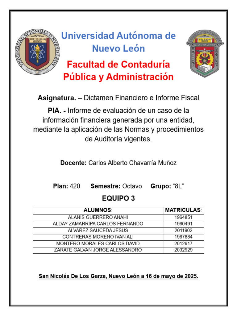 PIA_DICTFINANCYFISC_EQ3 | PDF | Auditoría | Impuesto sobre la renta