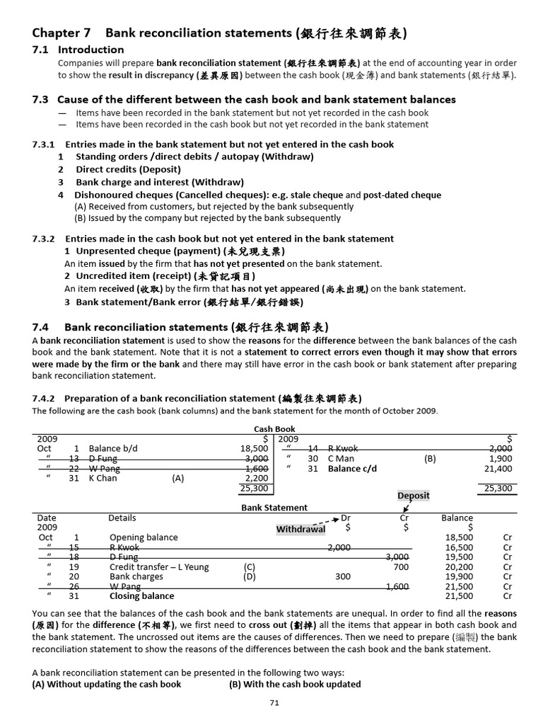 Chapter 7 Bank Reconciliation Statements Eng | PDF | Banks | Cheque