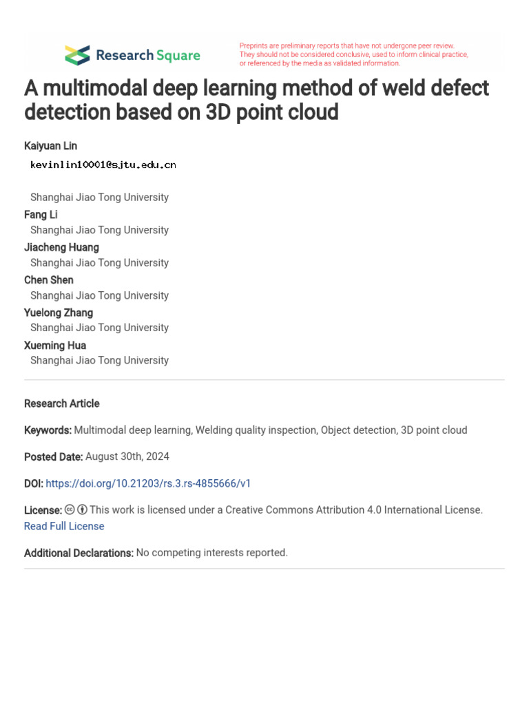 3D Point Cloud Weld Defect Detection | PDF | Eigenvalues And ...